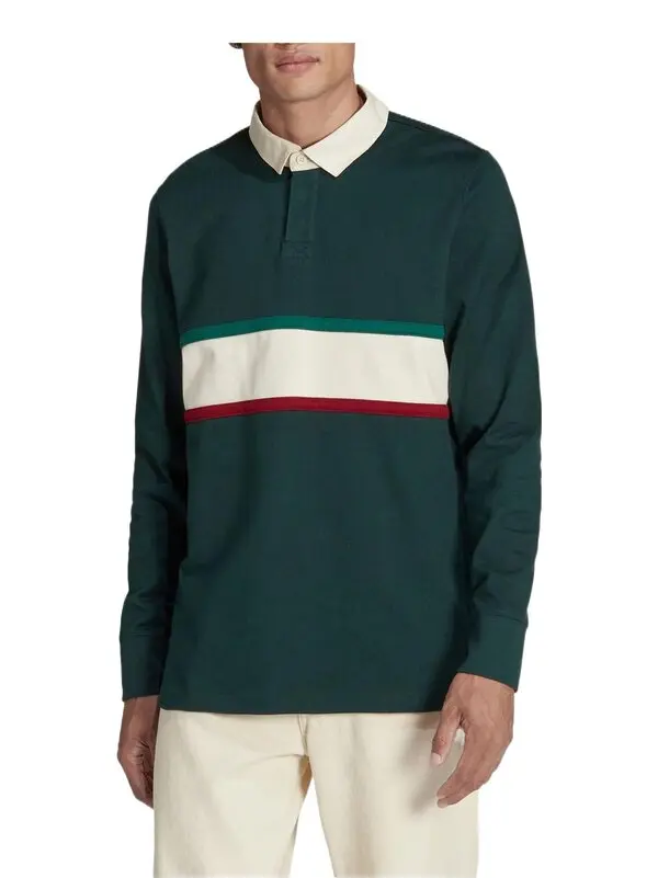 Adidas Fmf Ls Ls Stripe Lapel Pullover Long Sleeves Green Polo Shirt - Default Colorway