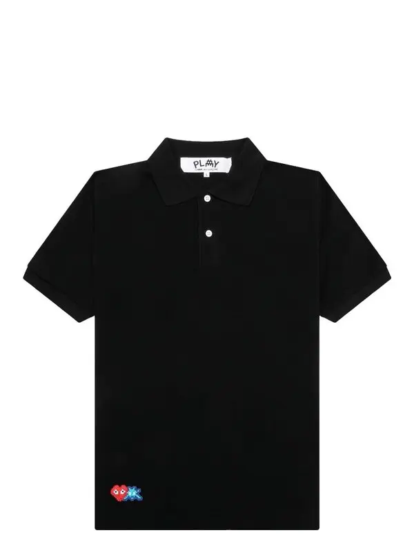Play Comme Des Garcon Ss25 X Invader Pixel Heart Polo Shirt - Black