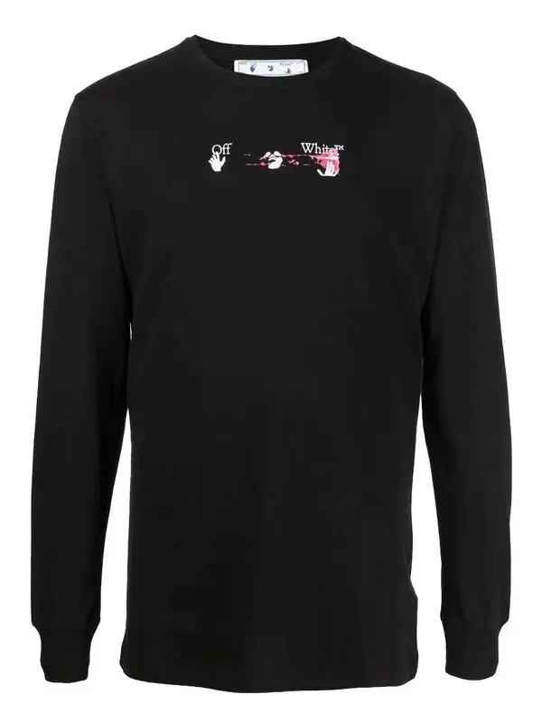 Off-White Ss22 Arrow Pattern Printing Long Sleeves Black T-shirt - Default Colorway
