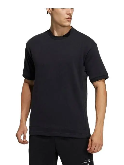 Adidas Solid Color Back Large Logo Alphabet Printing Short Sleeve Black T-shirt - Multi-color