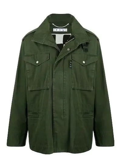Off-White Arrows Pattern Hooded Jacket - Army Green