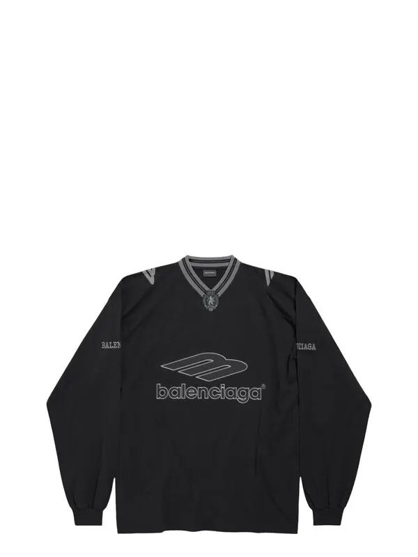 Balenciaga 3b Football Long Sleeve V-neck T-shirt - Black/anthracite