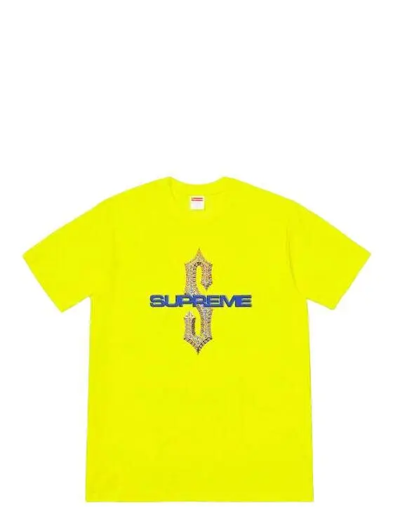 Supreme Ss18 Diamonds Tee Bright Diamond Printing Short Sleeve - Yellow