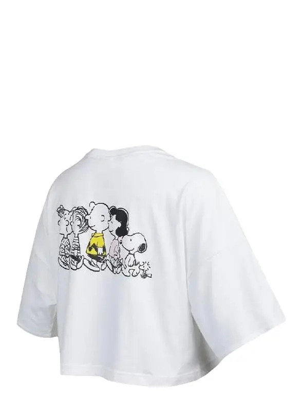 PUMA X Peanuts Embroidery Logo Crewneck Cropped Short Sleeve Top - White