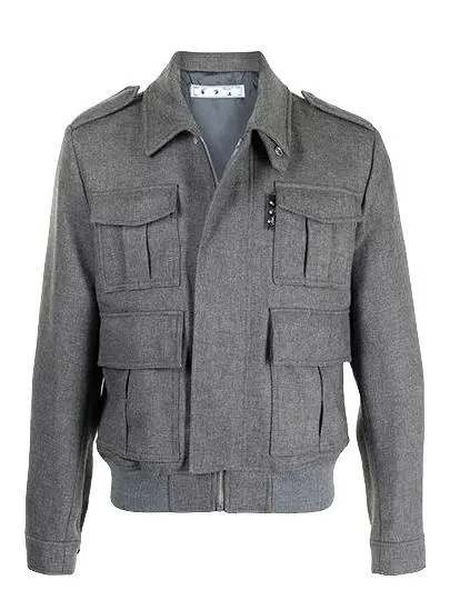 Off-White Logo Embellished Utility Jacket - Grey