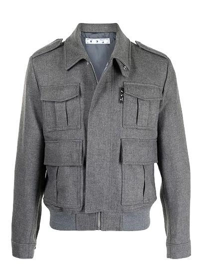 Off-White Logo Embellished Utility Jacket - Grey
