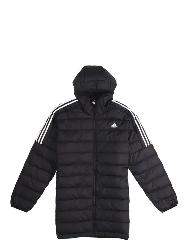 Adidas Logo Print Down Jacket With Hood - Black