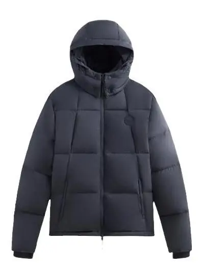Kith Wrinkle Nylon Midi Puffer Jacket - Navy Blue