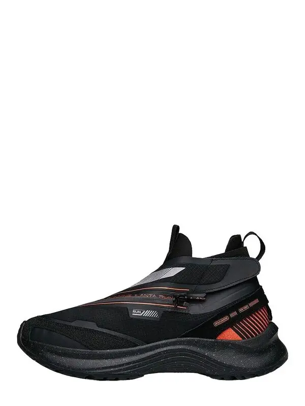 ANTA Running Series Leather Sneakers - Black/orange/silver