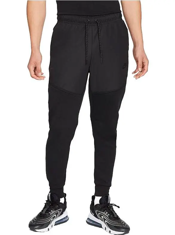 Nike Nsw Tech Fleece Running Training Splicing Bundle Feet Sports Pants - Black