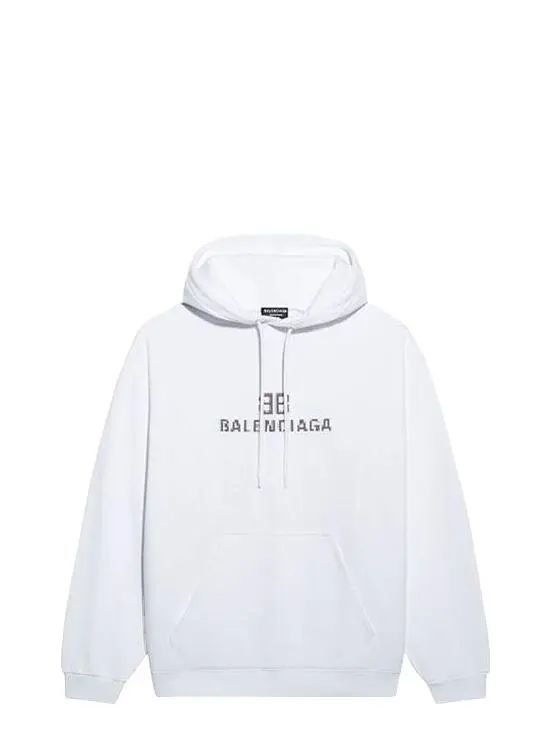 Balenciaga Bb Pixel Medium Fit Hoodie - White