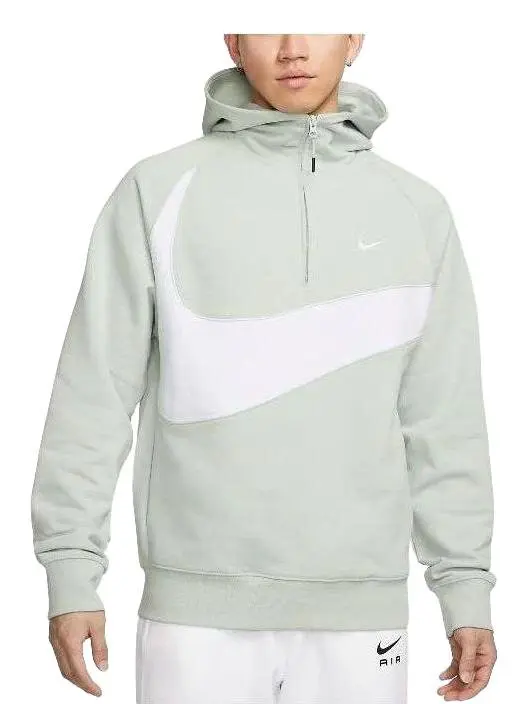 Nike Big Swoosh Half Zip Hoodie - Light Silver/white