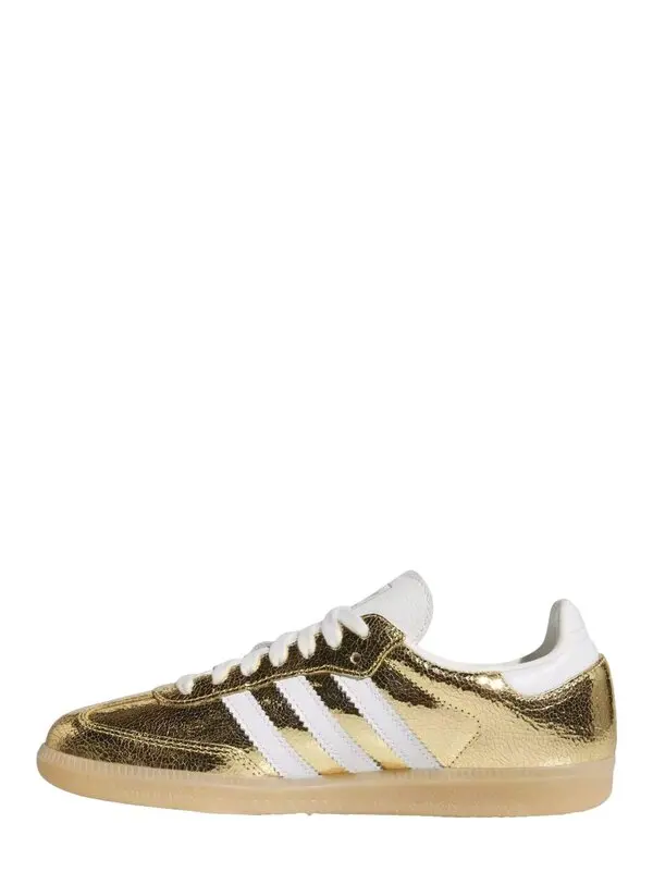 Adidas Samba Og Gold Metallic Cracked Leather Sneakers - Gold Metallic/cloud White/cracked Leather