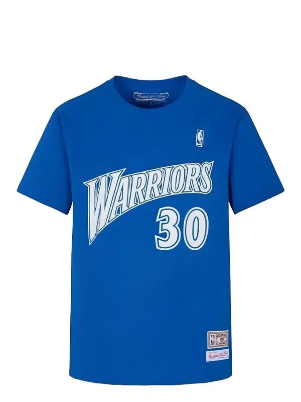 Mitchell & Ness X Nba Golden State Warriors Name Number T-shirt 'stephen Curry 30 - Blue/white