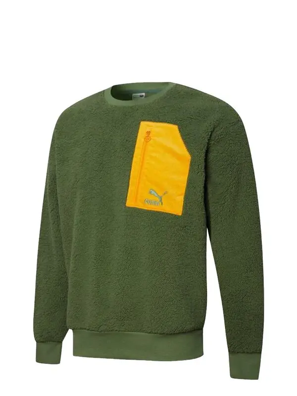 PUMA Retro Sherpa Crewneck Sweatshirt - Green/yellow
