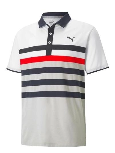 PUMA Mattr One Way Polo Shirt 'white Black Red - White/black/red