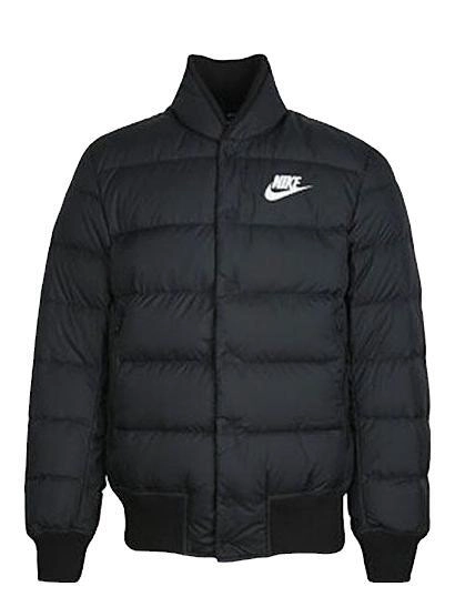 Nike Down Jacket With Stand Collar And Zip Closure - Black