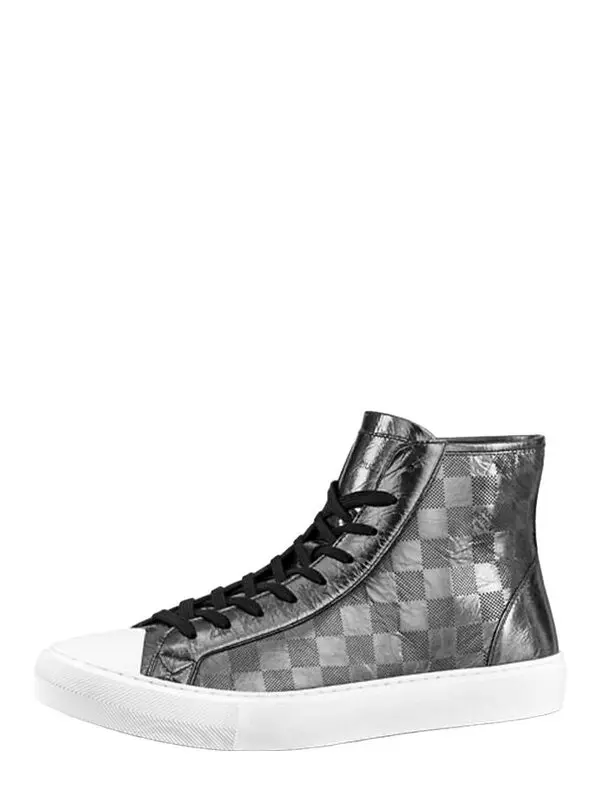 LOUIS VUITTON Tattoo Ankle Sneakers Silver Plaid Monogram - Silver/whtie/black