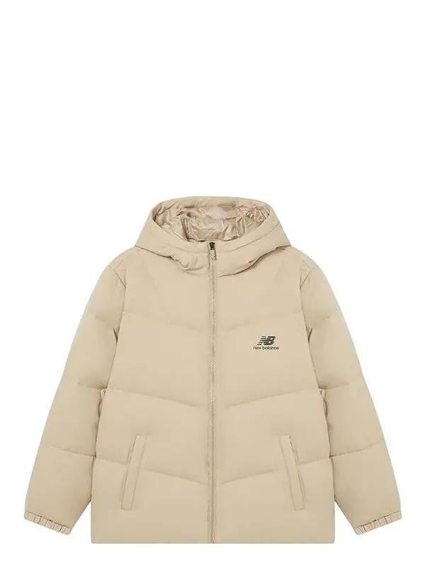 NEW BALANCE Logo Print Padded Down Jacket - Beige