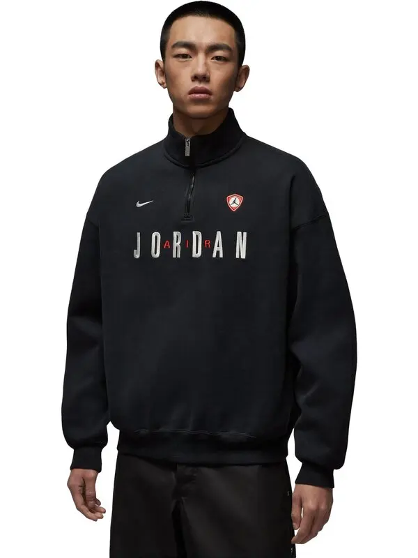 JORDAN Flight Graphic Fleece 1/4-zip Top - Black/sail