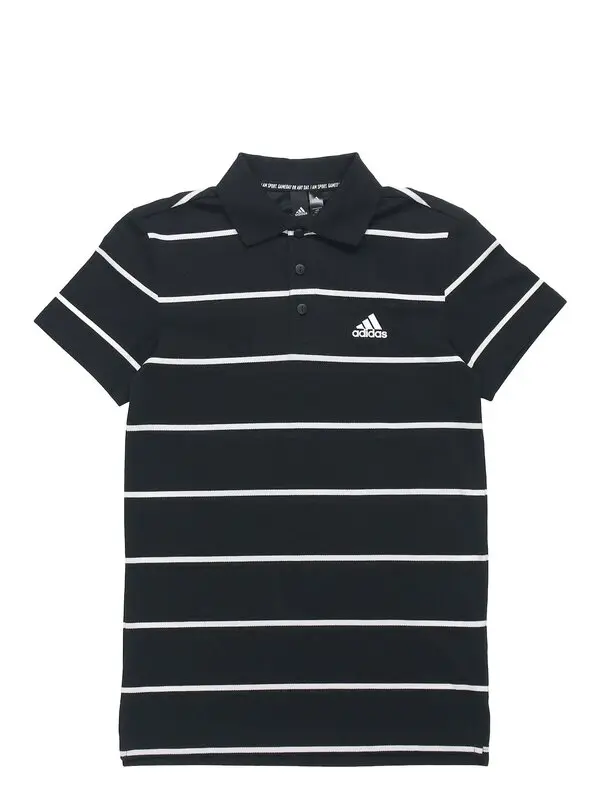 Adidas Yarn Dye Stripe Short Sleeve Polo Shirt - Black