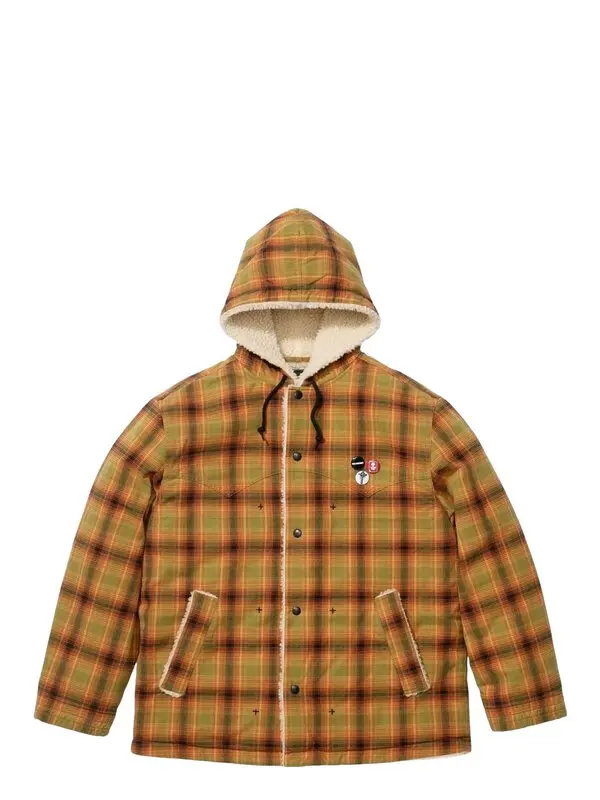 Supreme Fw25 X Number Ine Faux Shearling Hooded Coat - Plaid