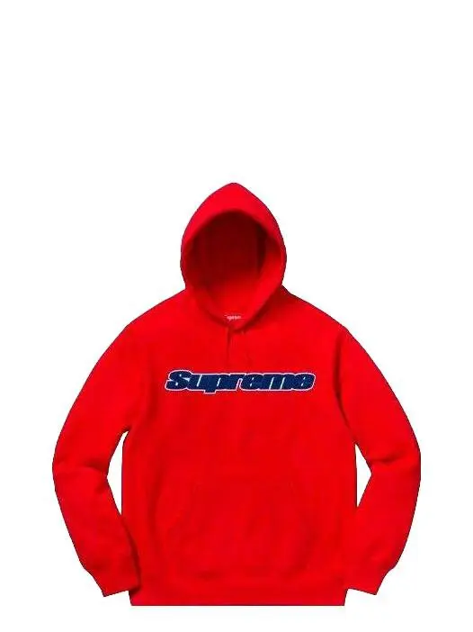 Supreme Chenille Hooded Sweatshirt - Red/navy