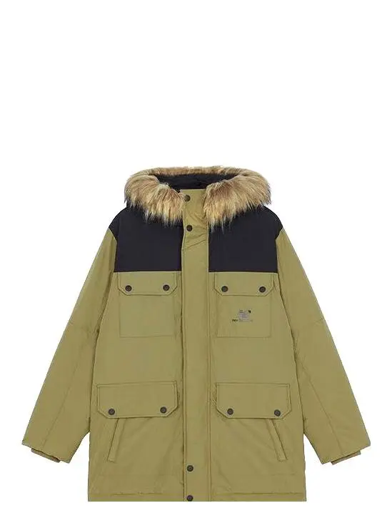 NEW BALANCE Hooded Down Jacket - Olive Green/black