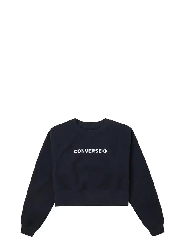 CONVERSE Wordmark Fleece Crew Top - Black