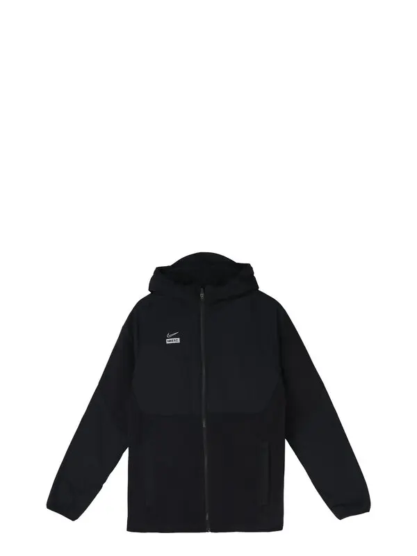 Nike Fc Zip-up Hooded Jacket With Large Logo Detail - Black