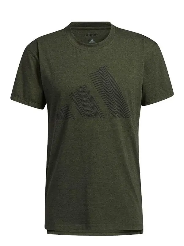 Adidas Three-bar Tee Logo Printing Training Sports Short Sleeve - Green