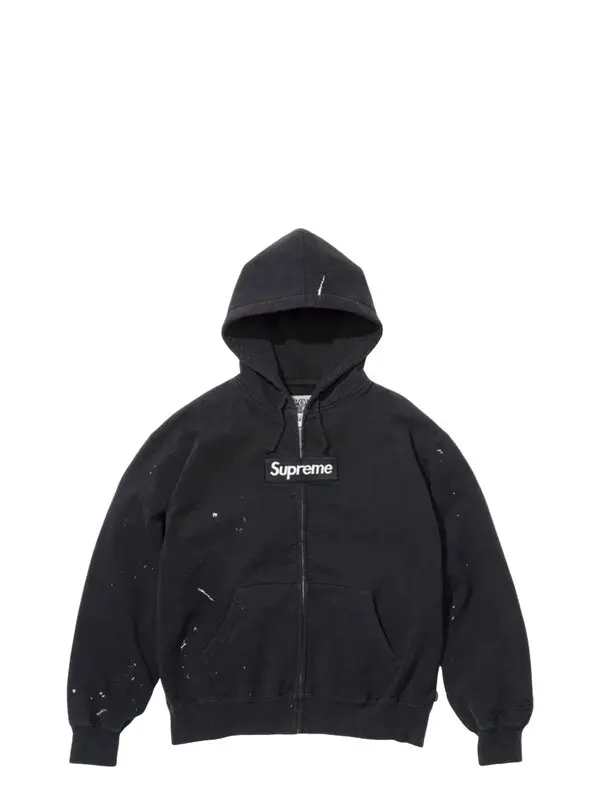 Supreme X Mm6 Maison Margiela Box Logo Zip Up Hooded Sweatshirt - Black