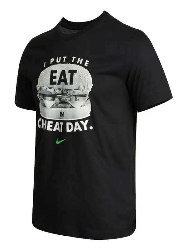 Nike Tee Humor Athleisure Casual Sports Alphabet Printing Short Sleeve - Black