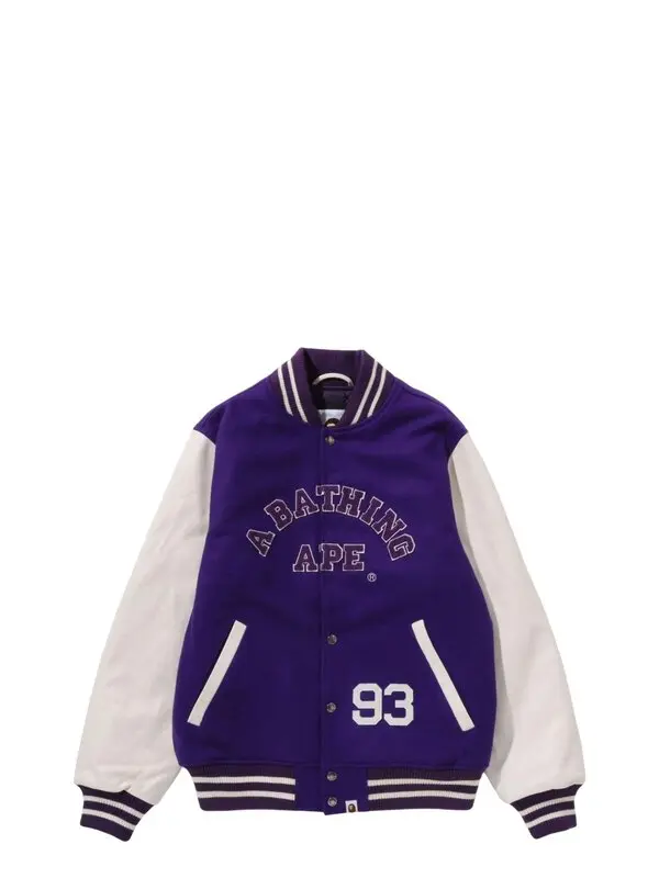 A BATHING APE Giant Ape Head Varsity Jacket - Red