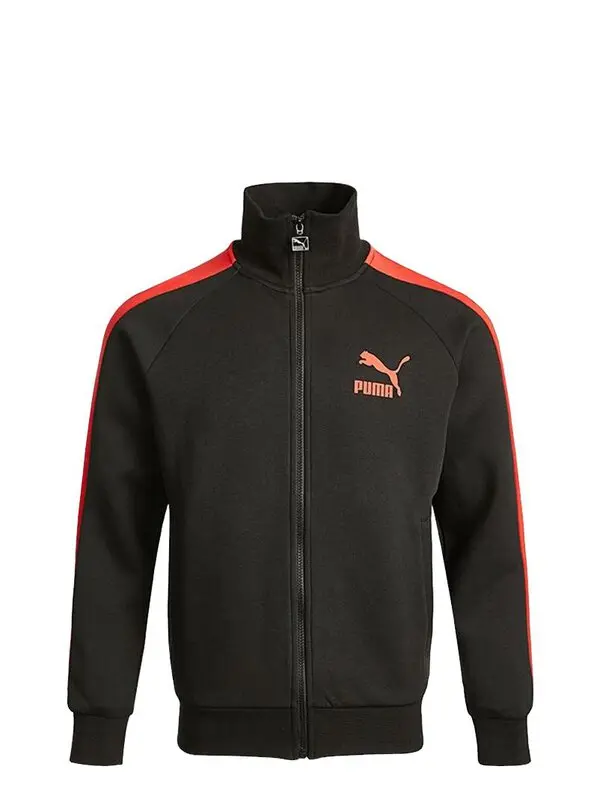 PUMA Black Knitted Stand-up Collar Track Jacket With Printed Logo - Default Color