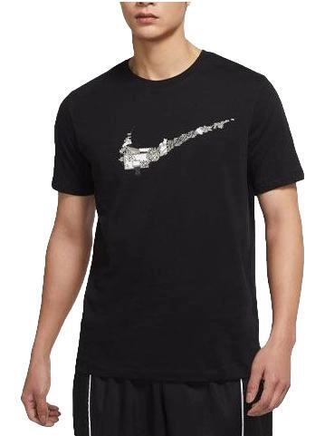 Nike Cartoon Pattern Large Logo Printing Round Neck Casual Short Sleeve Black - Multi-color