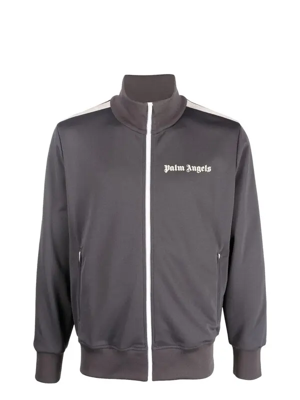 Palm Angels Classic Track Jacket With Logo - Grey/off White