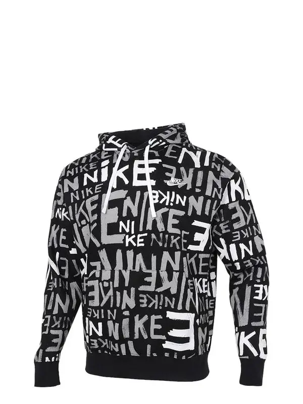 Nike Club Pullover Hoodie With Graphic Print - Black
