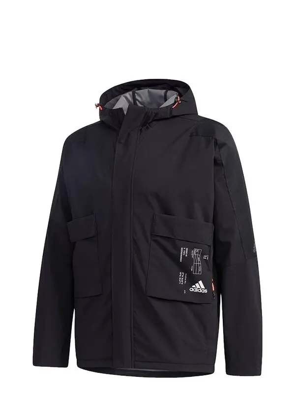 Adidas Hooded Sports Training Jacket With Zip-up Closure - Black
