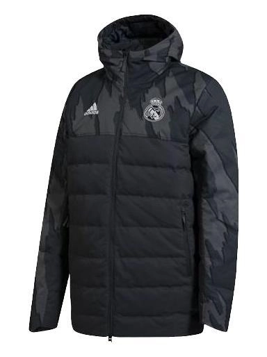 Adidas Real Madrid Hooded Down Jacket - Black