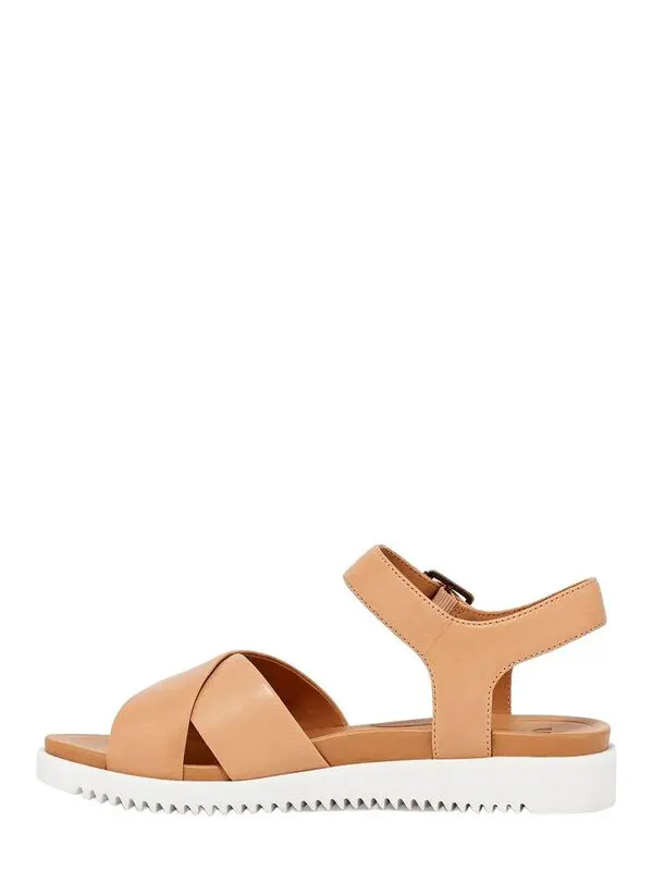 UGG Sandals With Buckled Ankle Strap - White/brown