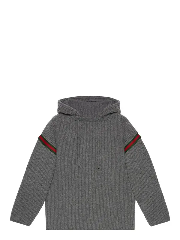 Gucci Wool Cashmere Sweater With Hood - Grey