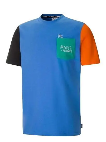 PUMA X Mr Doodle Crossover Casual Sports Round Neck Short Sleeve Blue - Default Color