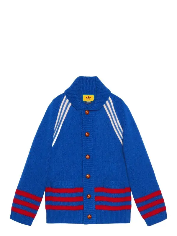 Gucci X Adidas Intarsia Wool Cardigan - Blue
