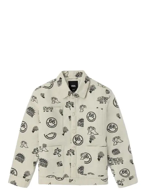 VANS Printed Shirt Jacket - Beige/white