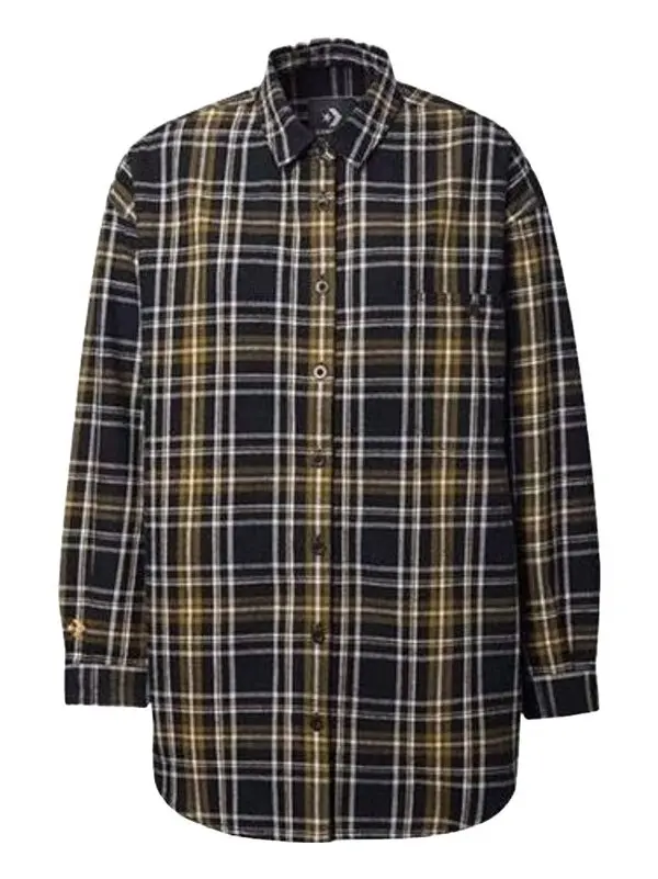CONVERSE Woven Plaid Shirt Jacket - Black/yellow