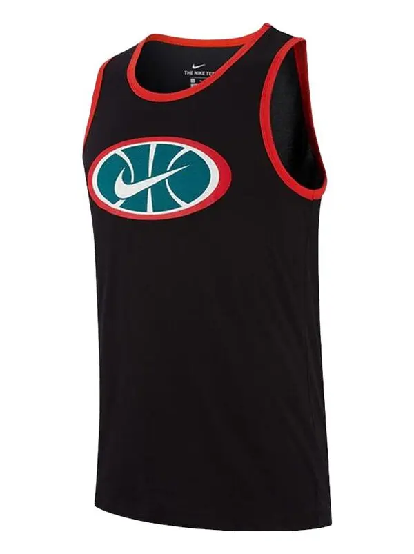 Nike Logo Printing Contrasting Colors Sports Basketball Vest - Black