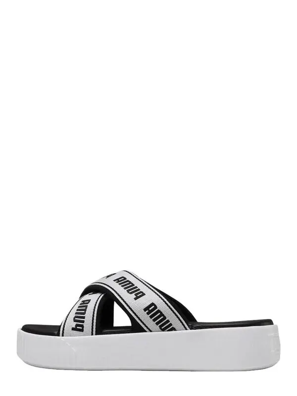 PUMA Platform Slide Tape Sandals - Black/white