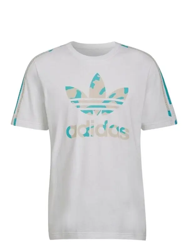 Adidas Originals Pattern Camouflage Logo Stripe Short Sleeve White T-shirt - Default Colorway