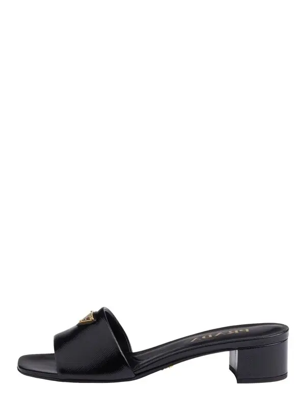 Prada Saffiano Patent Leather Sandals - Black